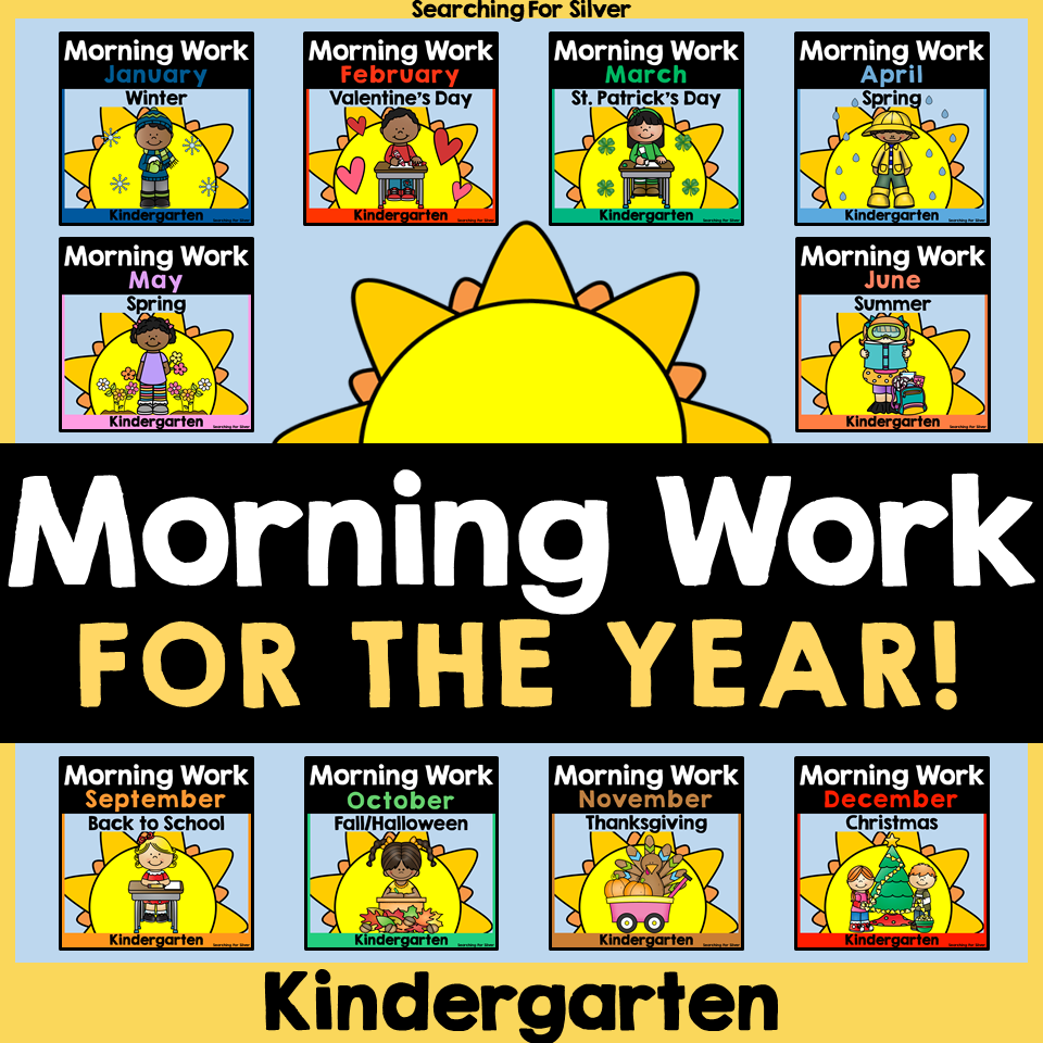 Kindergarten Morning Work for the Year {Bundle} - Searching For Silver