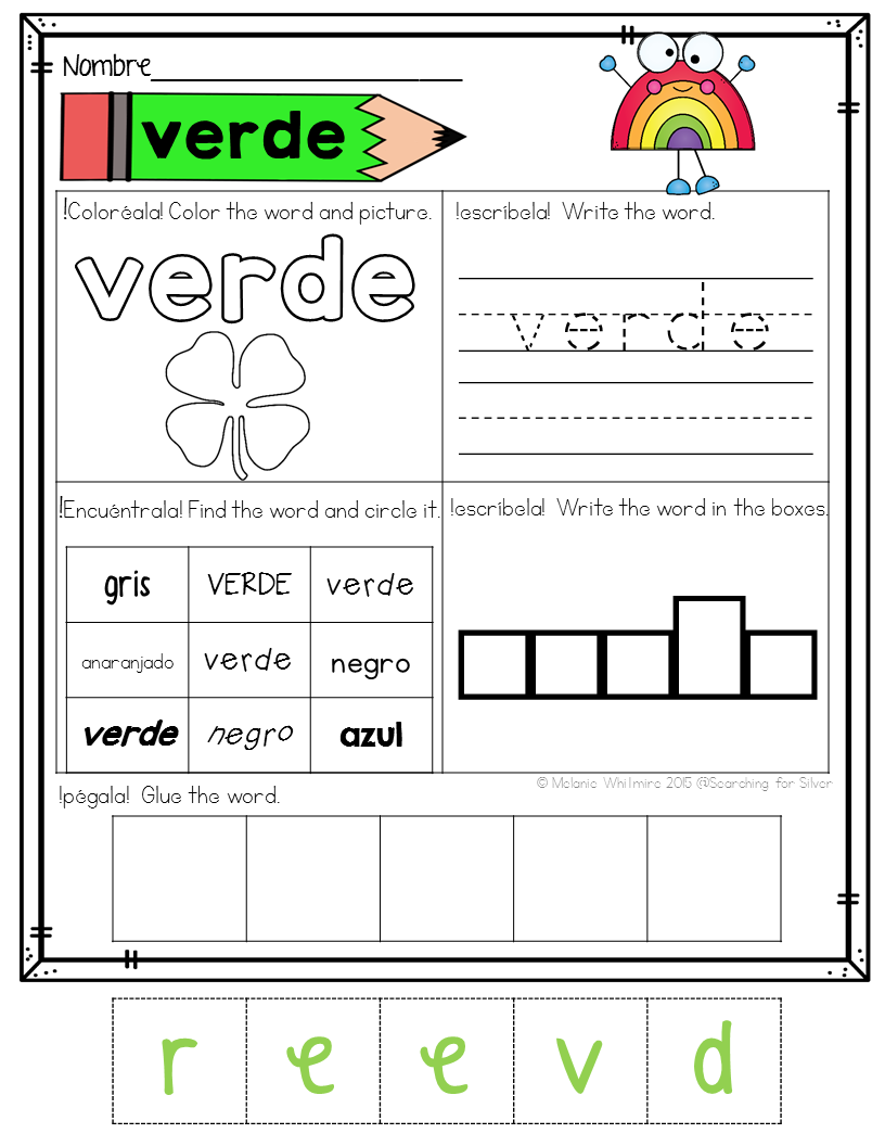 Spanish Colors Printables & Activities - Searching For Silver