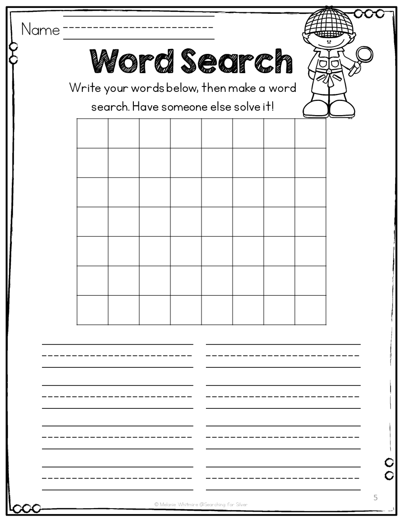 Spelling Word Work Printables - Searching For Silver